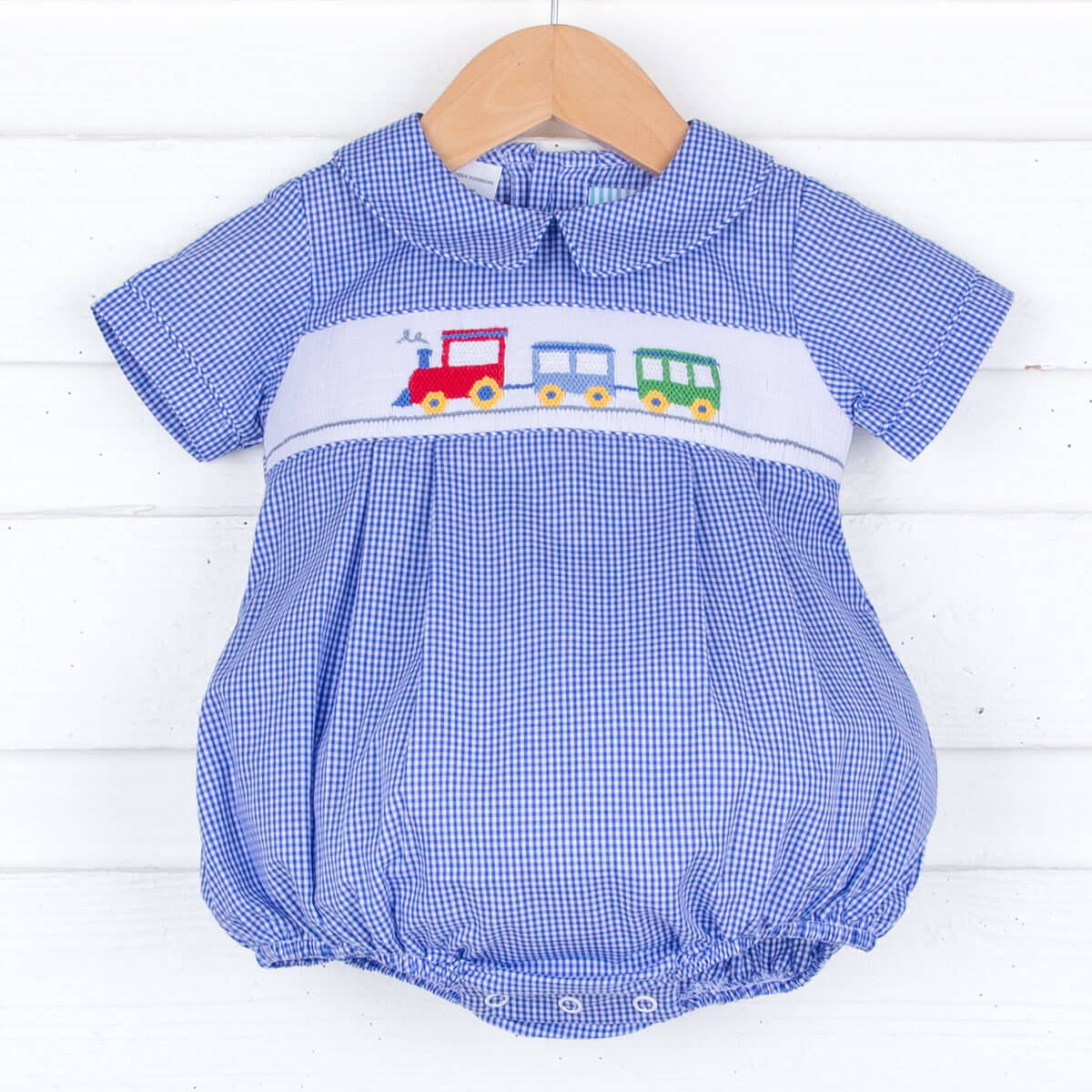 Choo Choo Train Smocked Blue Bubble – Classic Whimsy