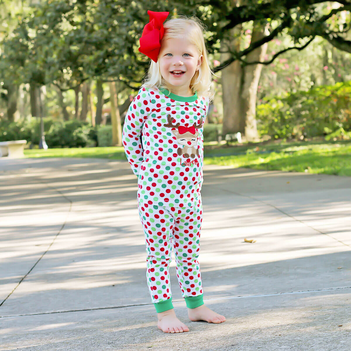 Dashing Reindeer Polka Dot Pajamas – Classic Whimsy