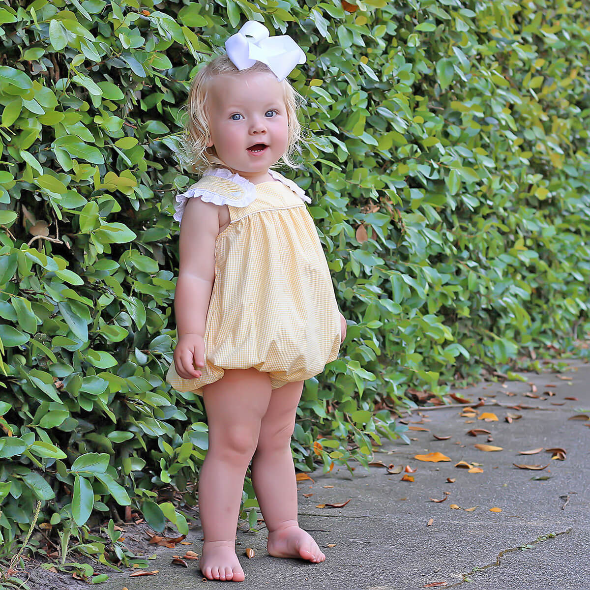 Yellow Gingham Lulu Bubble – Classic Whimsy