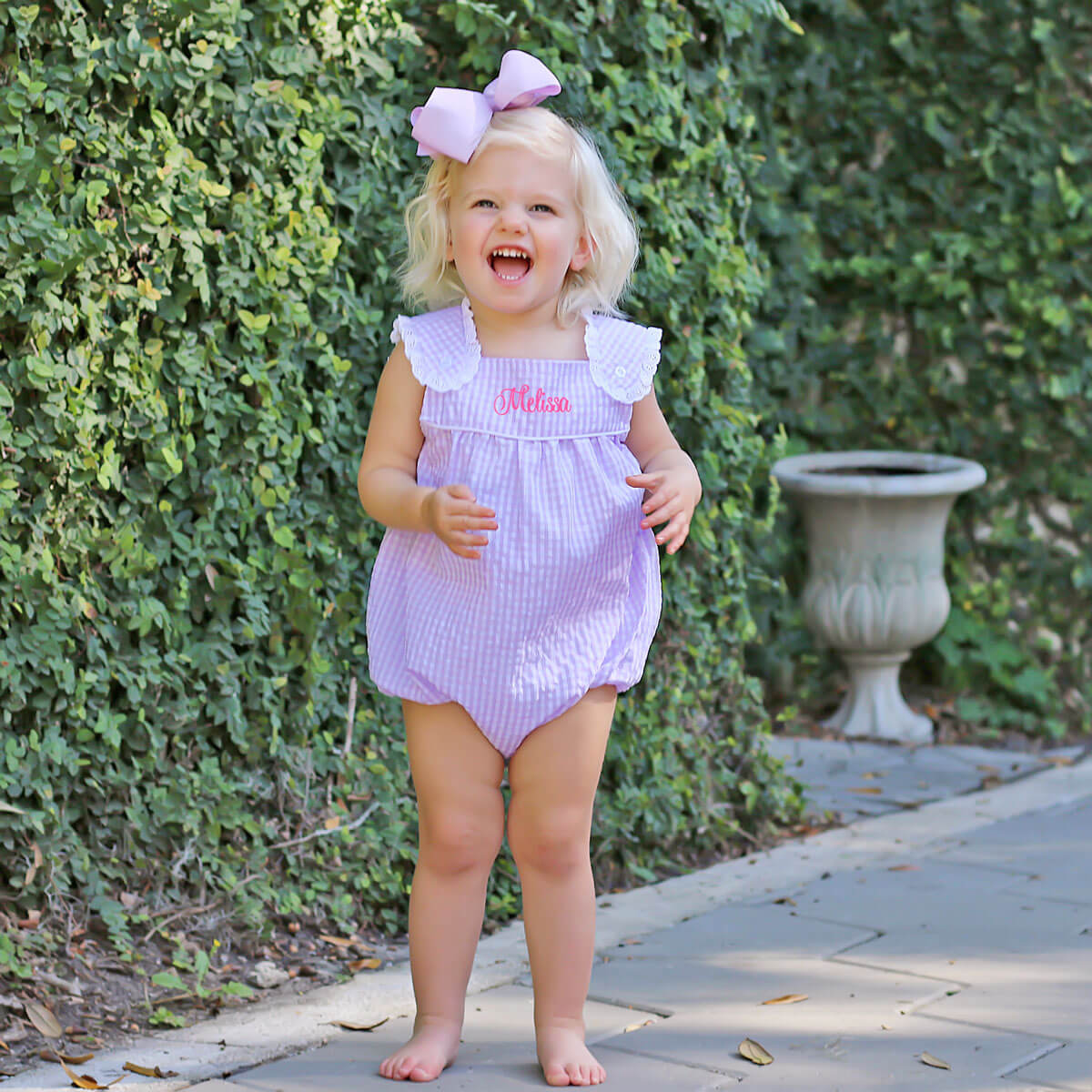 Purple Gingham Lulu Bubble – Classic Whimsy