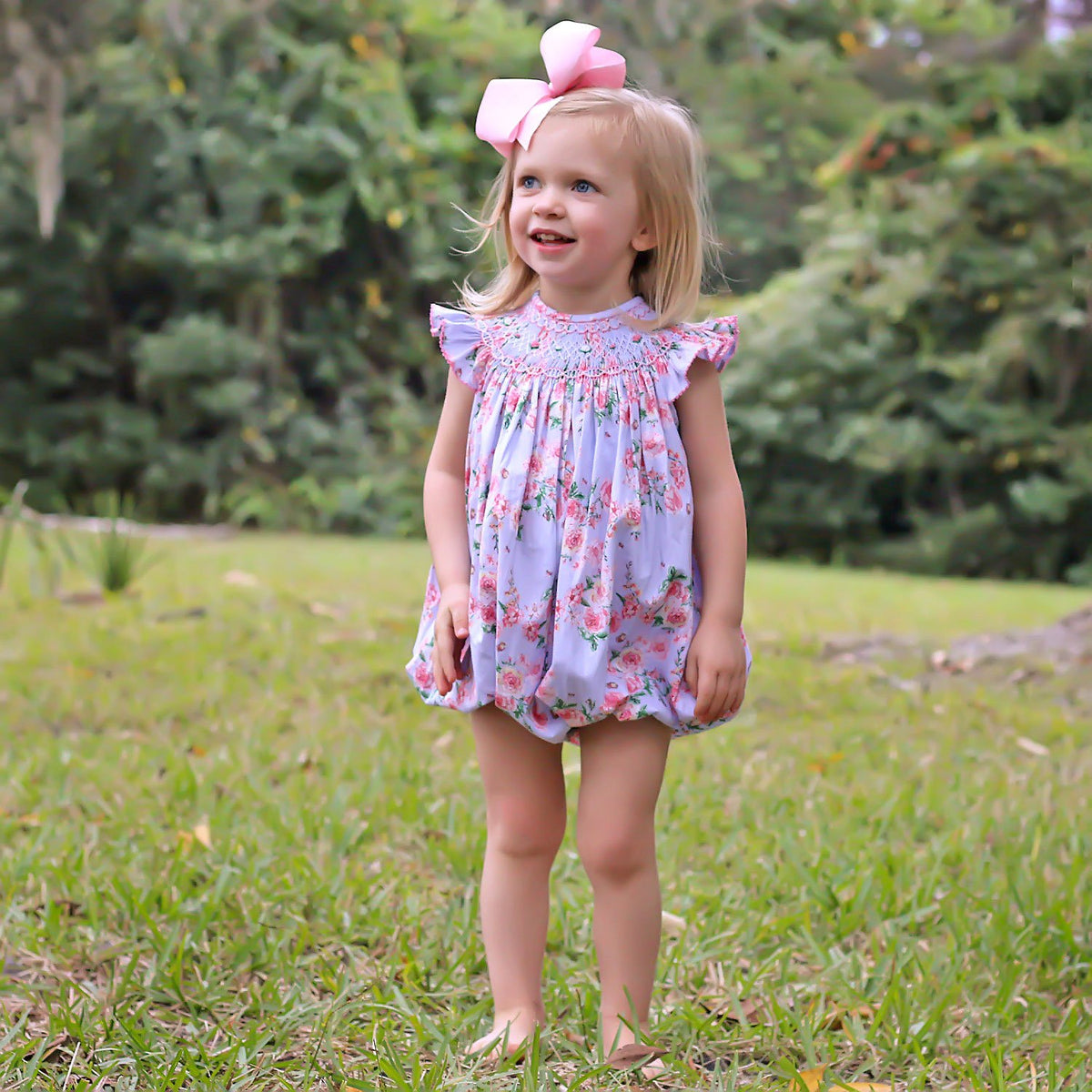Geometric Smocked Bubble Lavender Blooms – Classic Whimsy