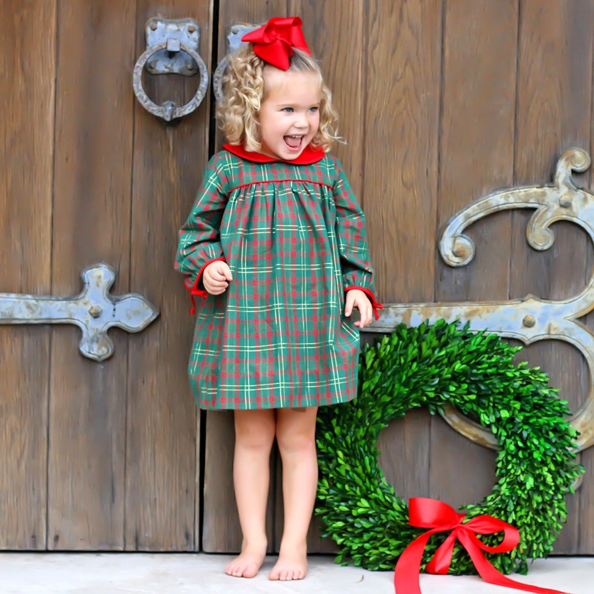 Christmas Green Plaid Lillian Dress Classic Whimsy