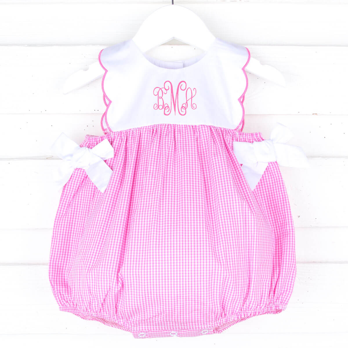 Pink Gingham Scalloped Bib Bubble – Classic Whimsy
