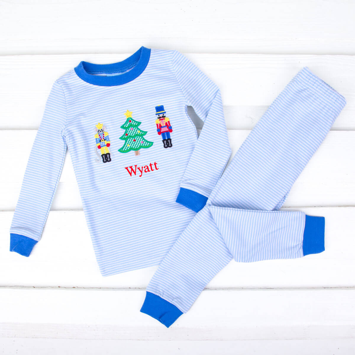 Nutcracker Blue Stripe Pajamas – Classic Whimsy