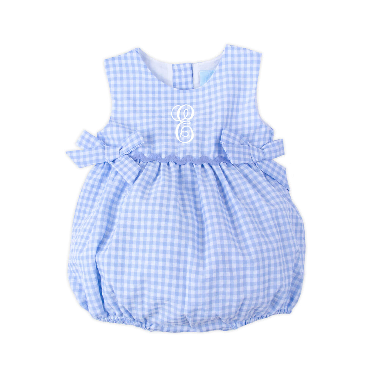 Light Blue Gingham Ric Rac Bubble – Classic Whimsy