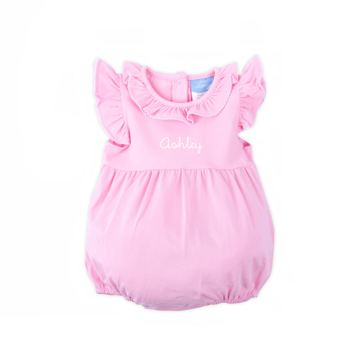 Blue Pink and White Ruffle Collared Bubble – Classic Whimsy