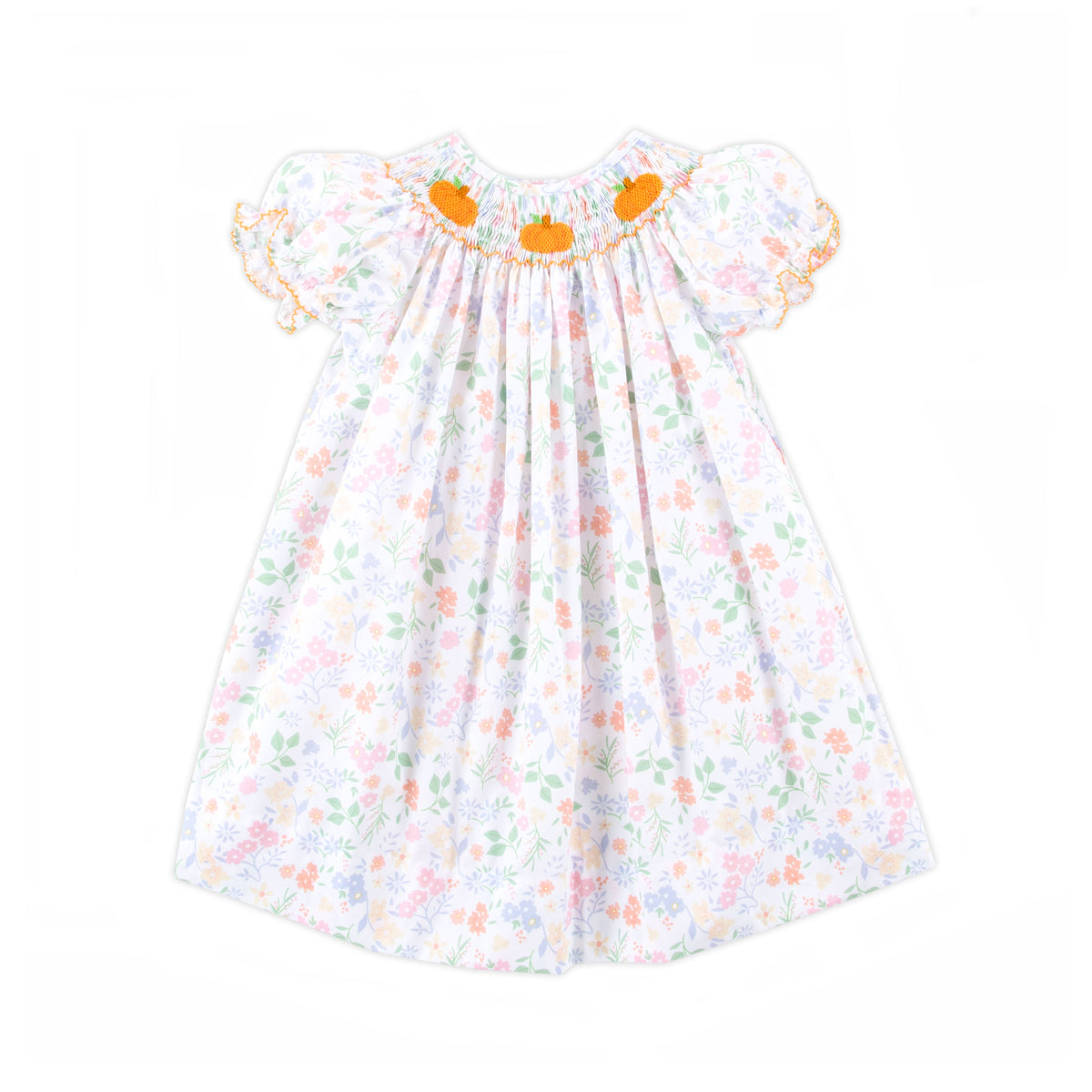 Autumn Floral Pumpkin Smocked Bishop Dress – Classic Whimsy