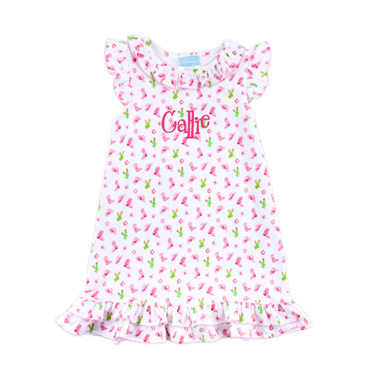 Western Cowboy Pink Double Ruffle Dress – Classic Whimsy