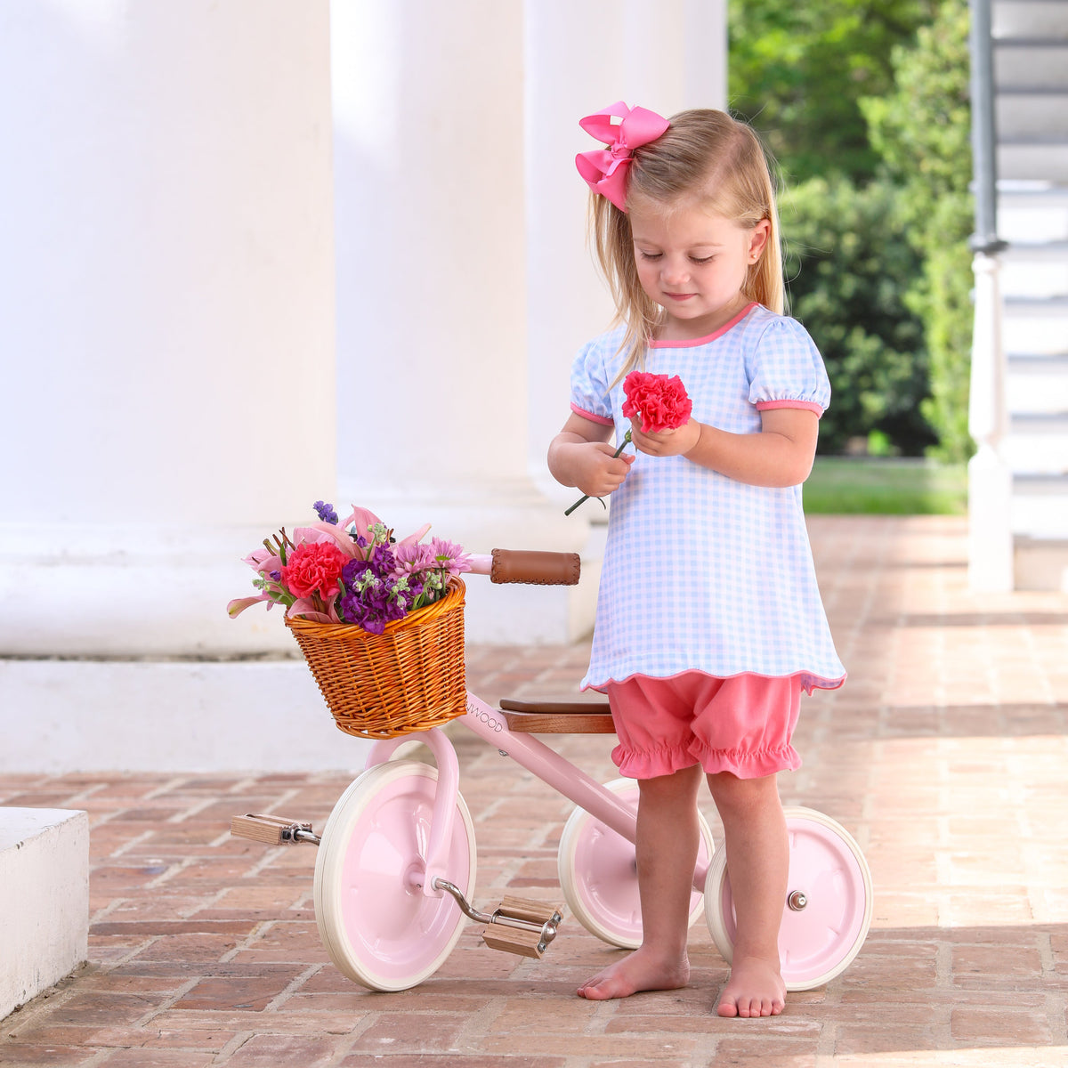 Cecilia Light Blue Knit Gingham Bloomer Set – Classic Whimsy