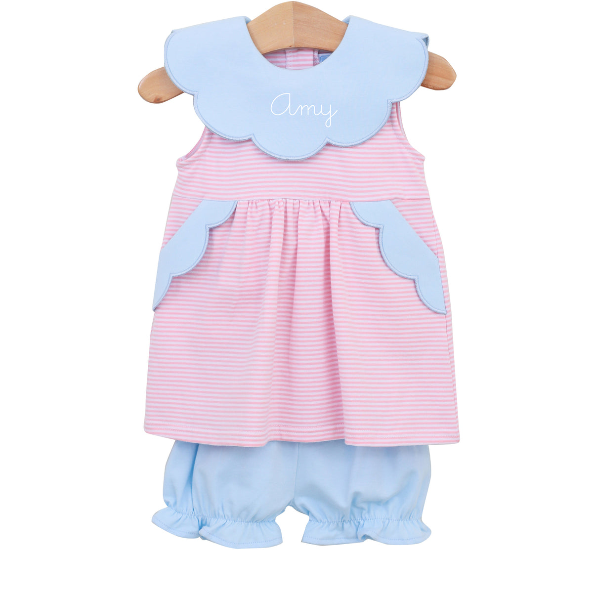 Penelope Scalloped Light Pink Bloomer Set – Classic Whimsy