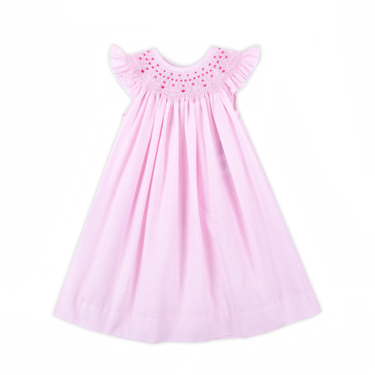 Pink Stripe Smocked Geo Angel Sleeve Dress – Classic Whimsy