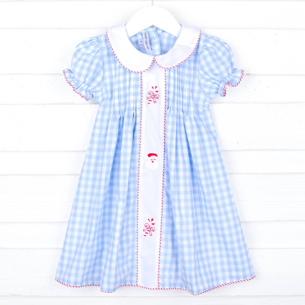Embroidered Santa Candy Cane Dress – Classic Whimsy