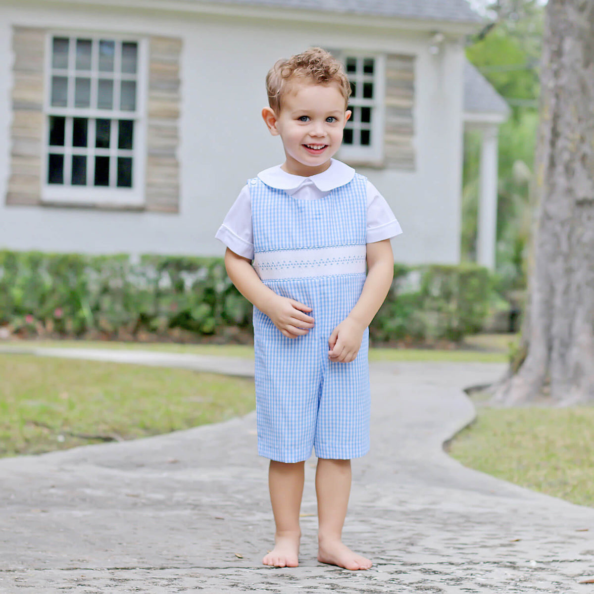 Happy Spring Blue Smocked Jon Jon – Classic Whimsy