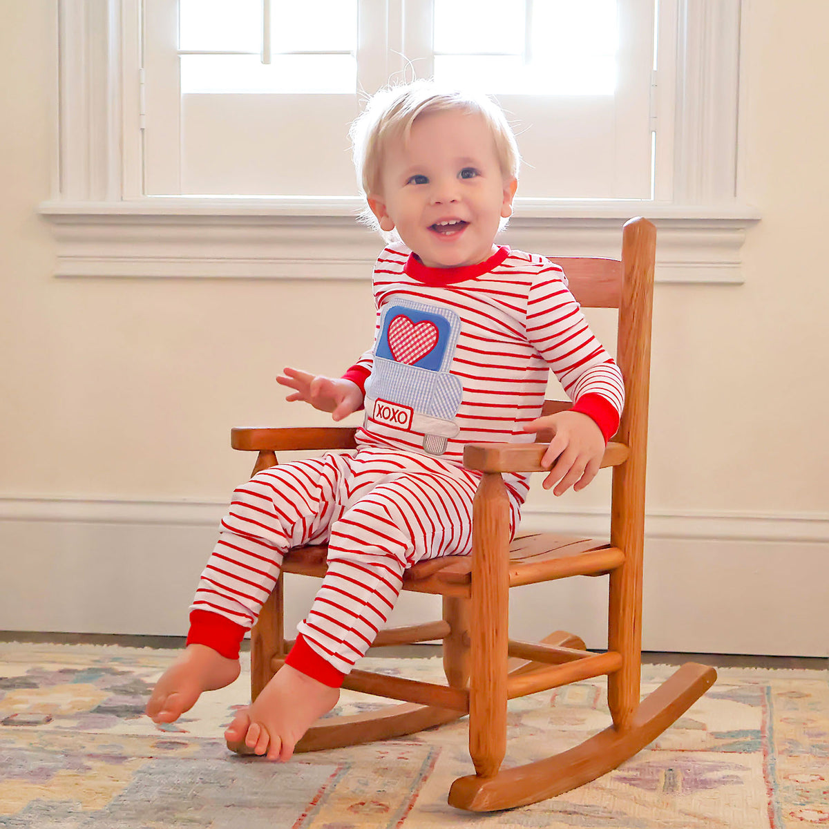 Heart Truck Applique Red Stripe Pajamas – Classic Whimsy