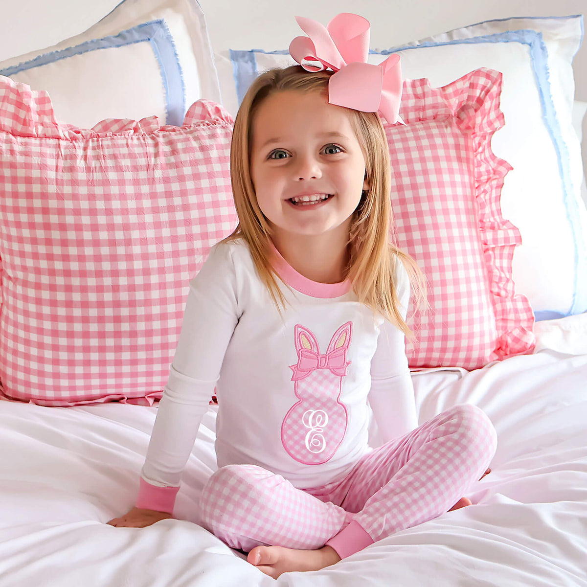 Pink Gingham Bunny Pajamas – Classic Whimsy