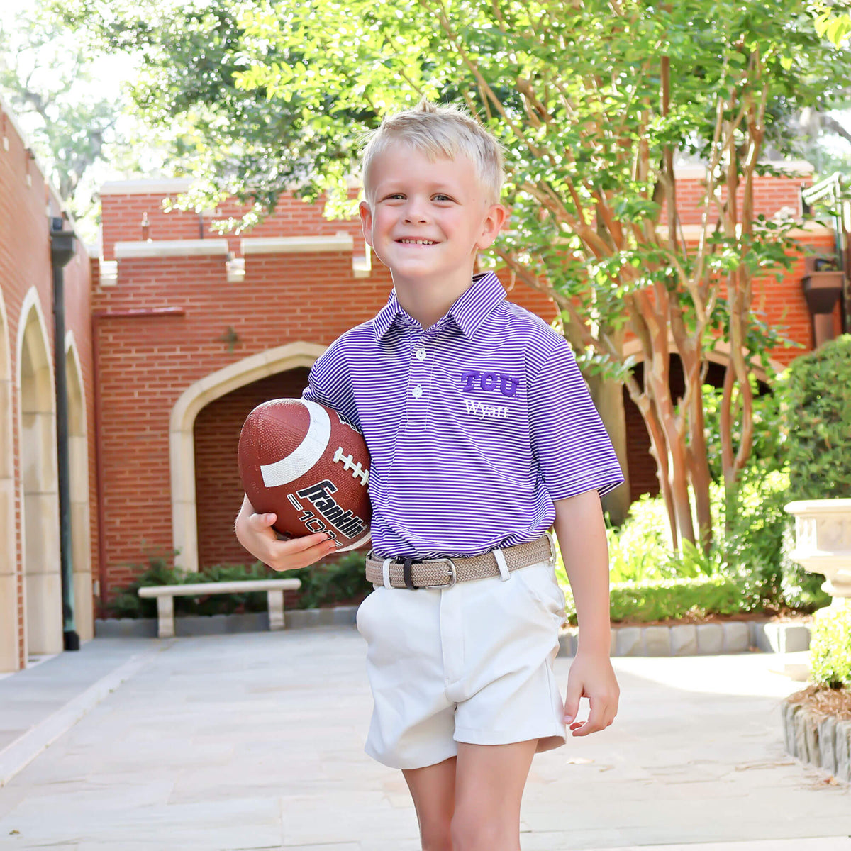 TCU Embroidered Purple Performance Polo – Classic Whimsy