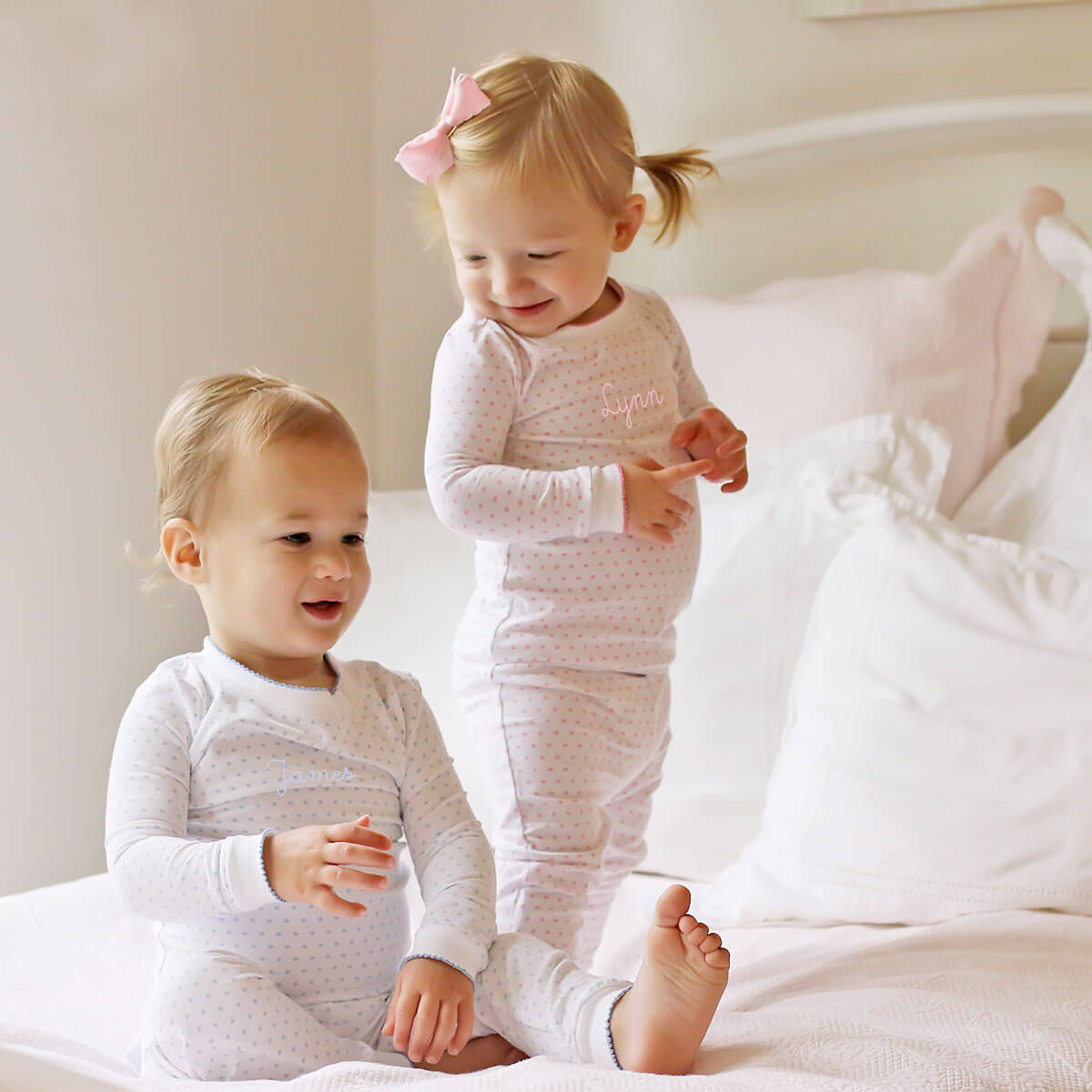 Pink And Blue Polka Dot Pajamas – Classic Whimsy