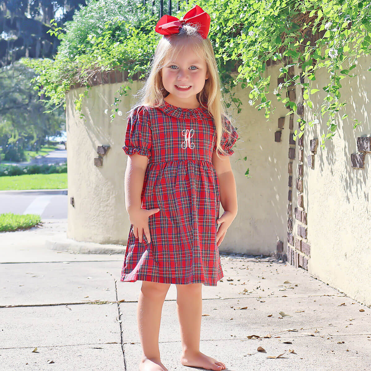 Red Plaid Ruffle Collar Sash Dress – Classic Whimsy