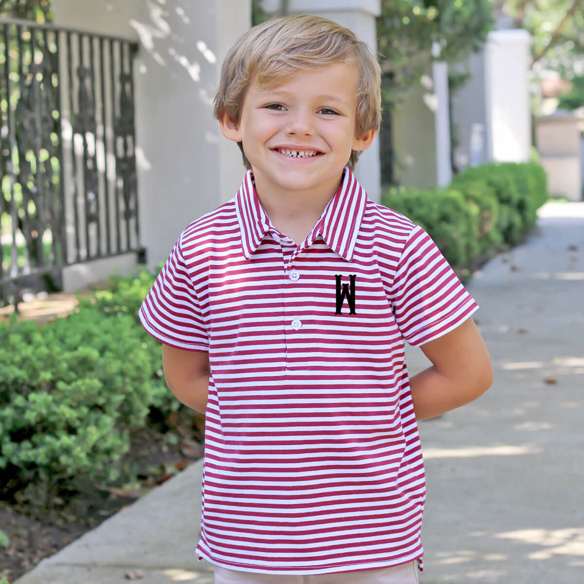 Maroon Stripe Knit Polo – Classic Whimsy