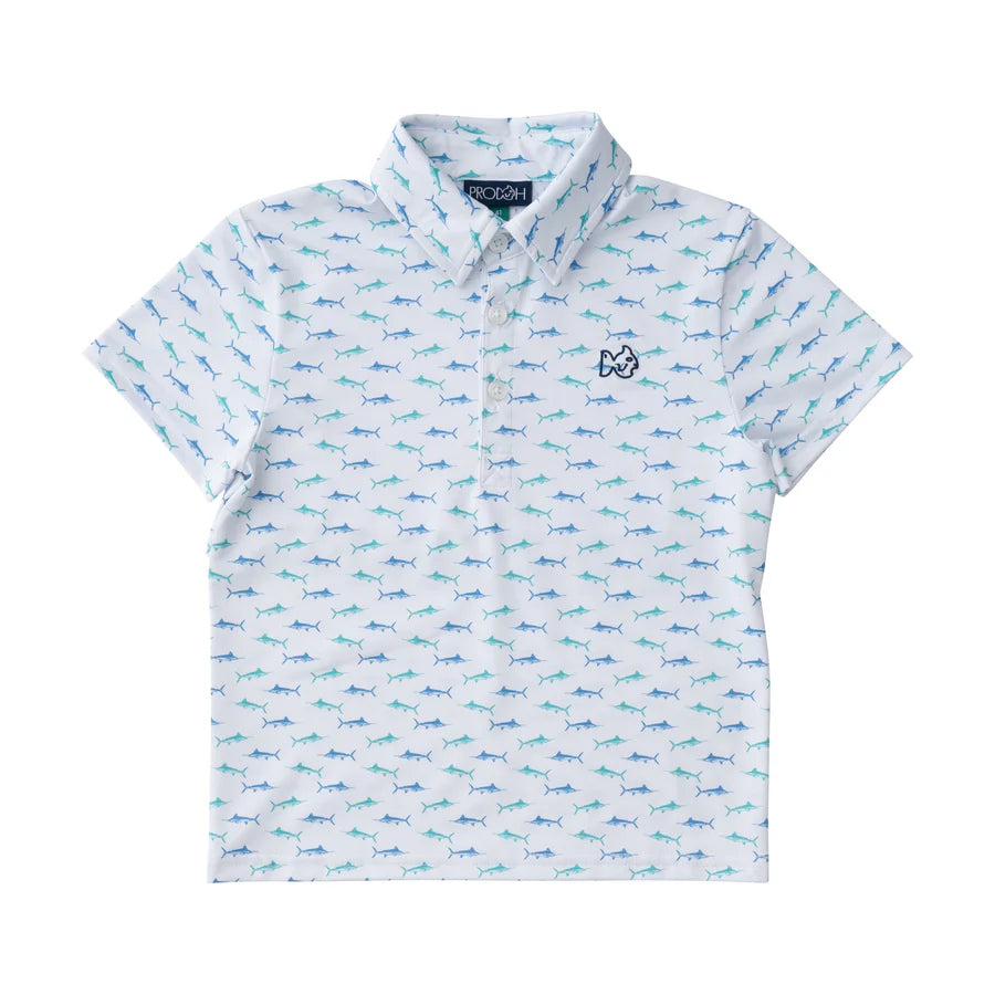 Fish Print Short Sleeve Performance Polo – Classic Whimsy
