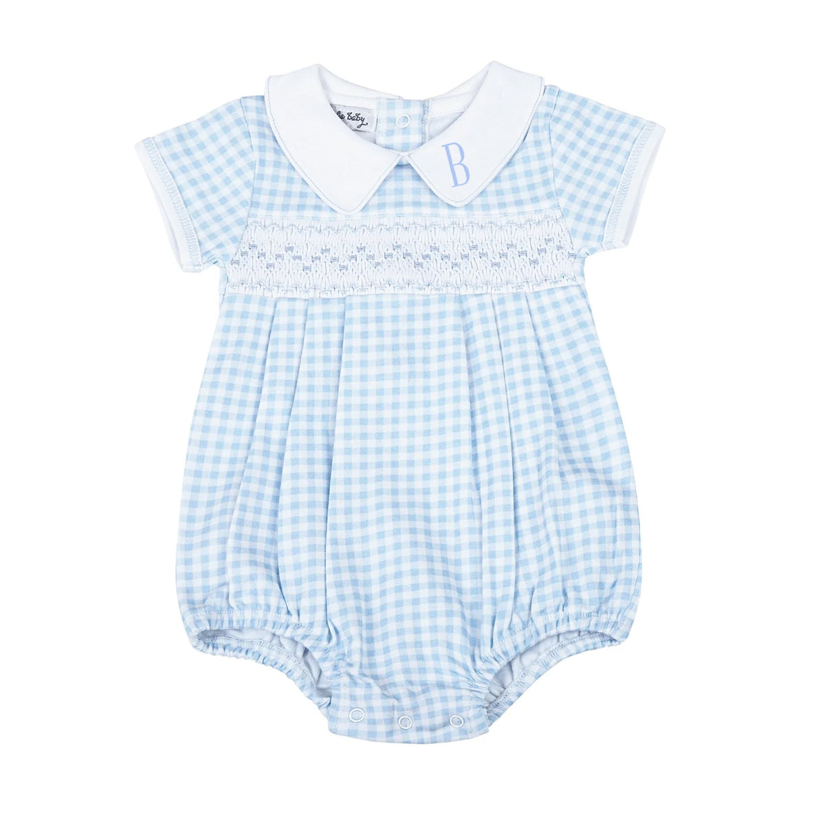 Mini Checks Knit Smocked Collared Blue Bubble – Classic Whimsy