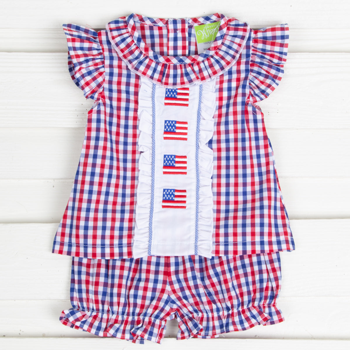 Red and Blue Plaid Flag Bloomer Set – Classic Whimsy