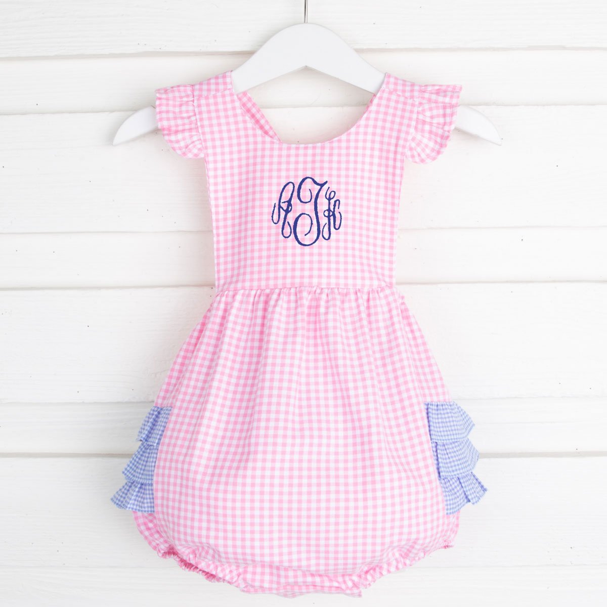 Pink and Blue Gingham Ruffle Bubble – Classic Whimsy
