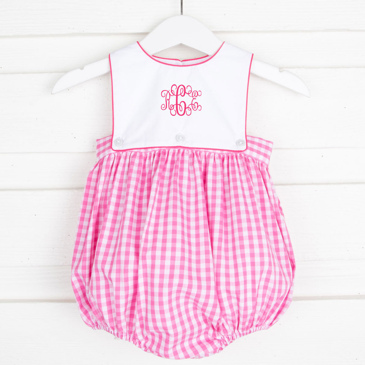 Hot Pink Check Monogrammable Bib Bubble – Classic Whimsy