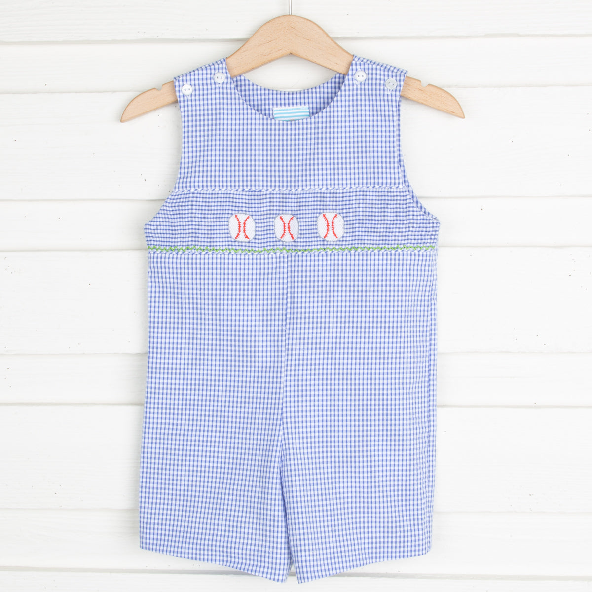 Baseball Smocked Jon Jon Royal Gingham – Classic Whimsy