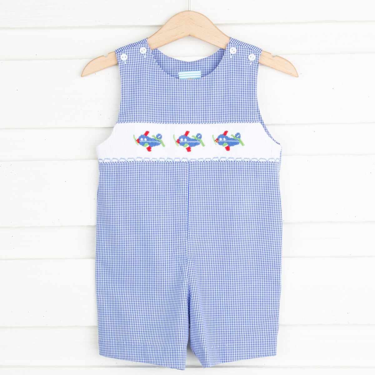 Airplane Smocked Jon Jon Royal Gingham – Classic Whimsy