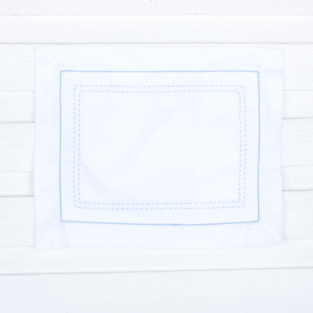 White & Blue Stitched Monogram Pillowcase – Classic Whimsy