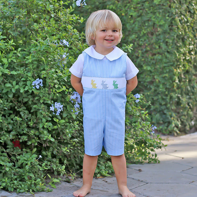 Pastel Smocked Bunny Light Blue Jon Jon – Classic Whimsy