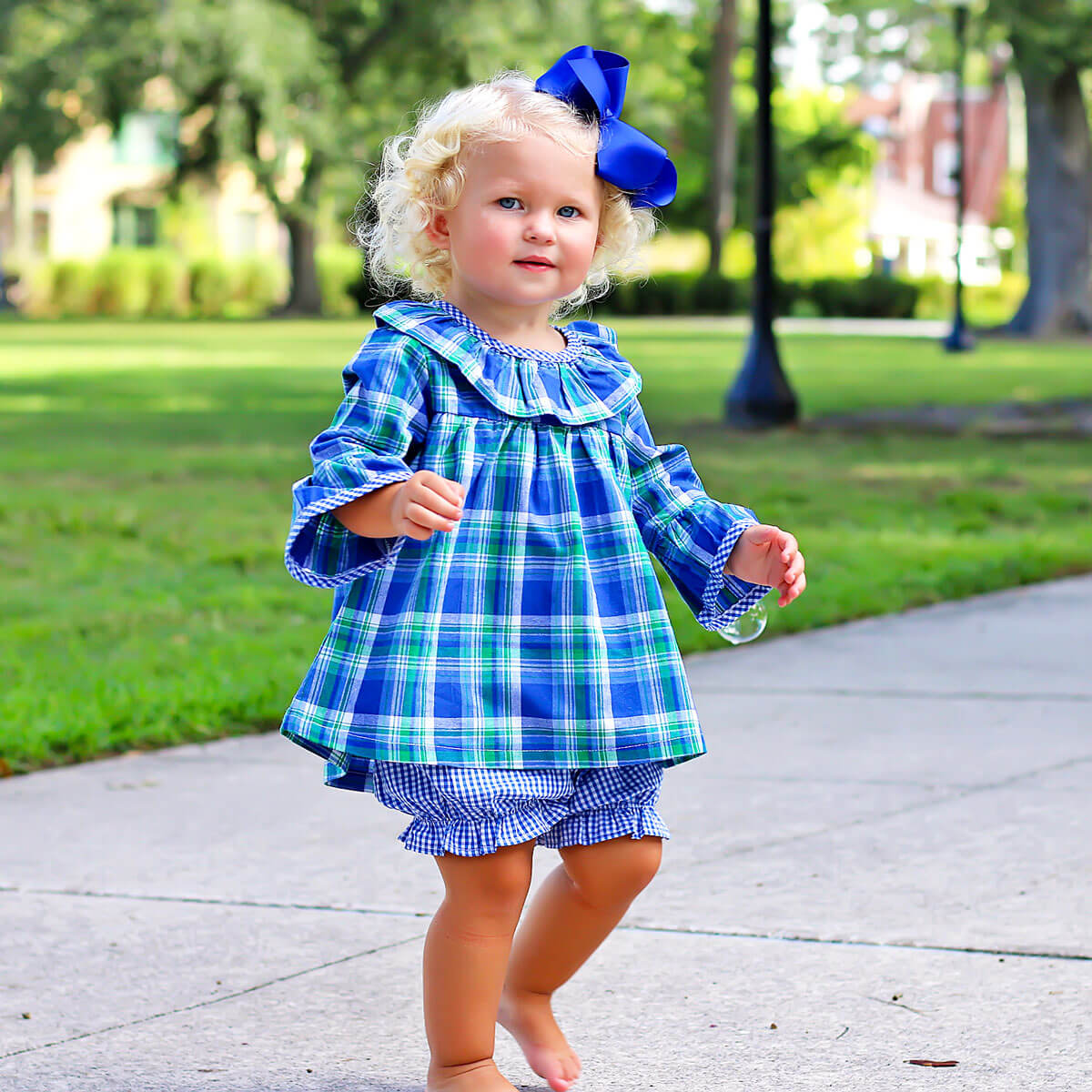 Royal Plaid Ruffle Mary Bloomer Set – Classic Whimsy